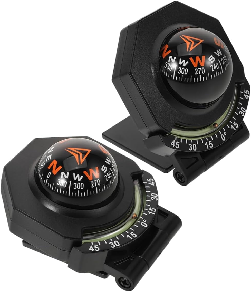 2pcs Car Compass with Inclinometer Dashboard Mount Compass for Vehicle Navigation Portable Dual ...