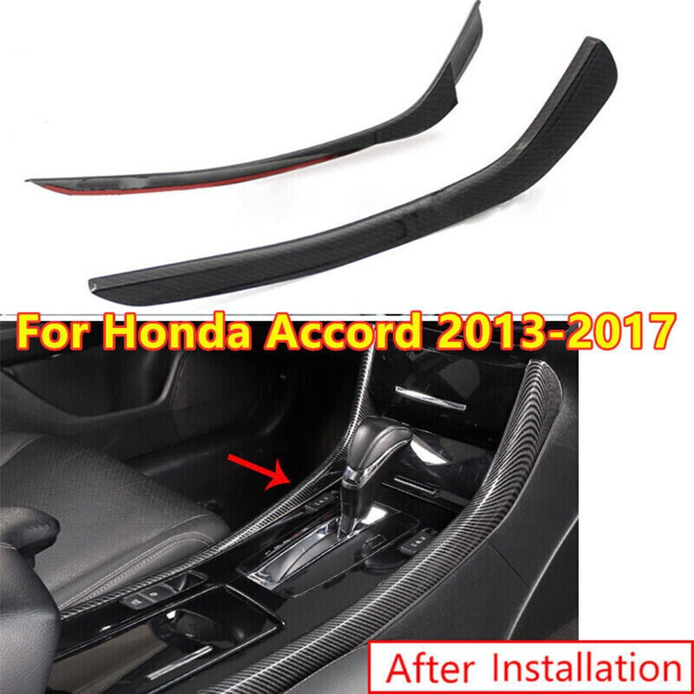 2pcs Car Console Center Gear Shift Side Strip Trim Carbon Fiber Grain ...