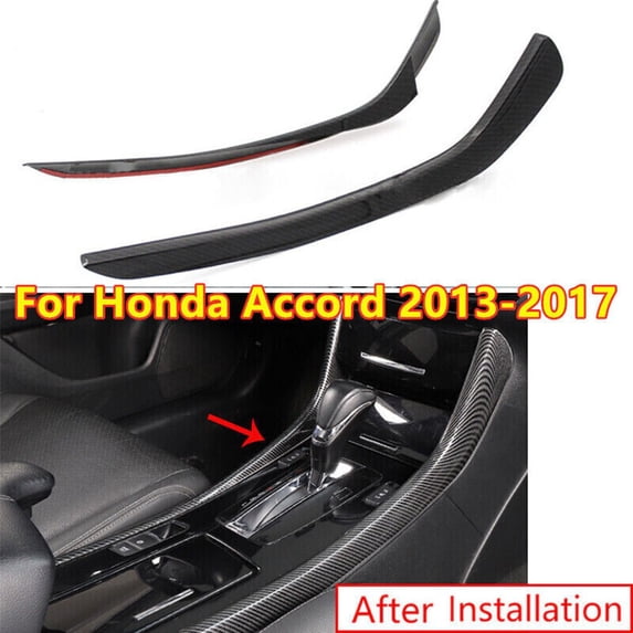 2pcs Car Console Center Gear Shift Side Strip Trim Carbon Fiber Grain ...