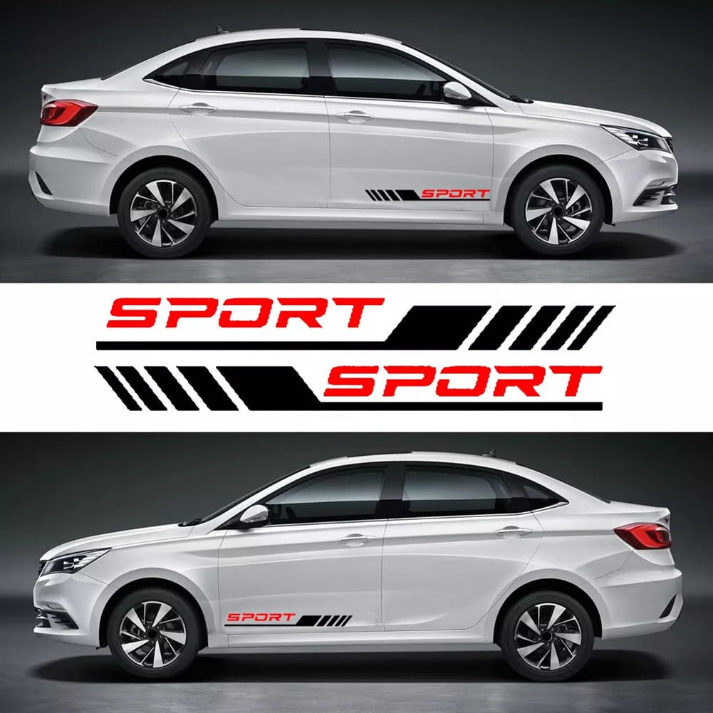 2pcs Car Door Side Sport Racing Sticker Reflective Vinyl Decal Decor ...