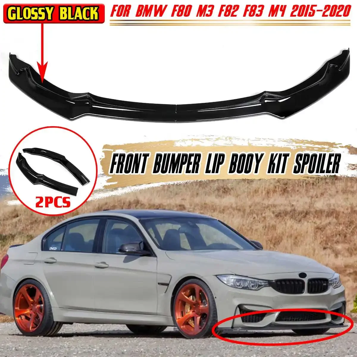 2pcs Car Front Bumper Lip Chin Bumper Splitter For BMW F80 M3 F82 F83 ...