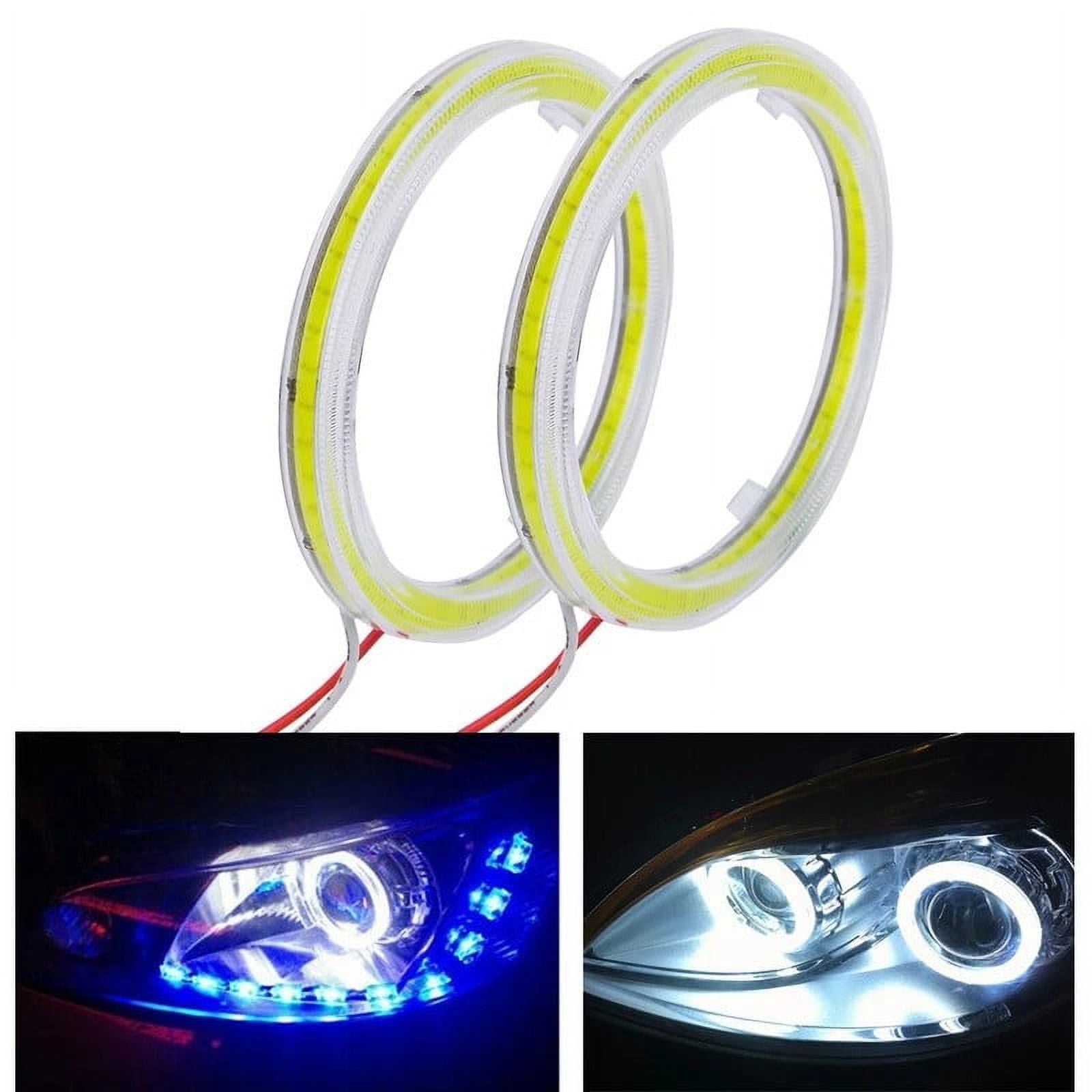 2pcs Car Headlight Angel Eye Lights LED COB White Light Motorcycle Auto ...
