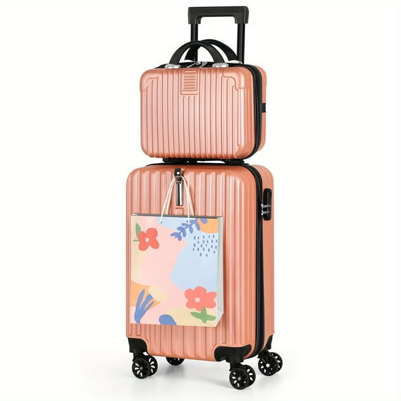 2pcs Carry-On Luggage Set - 20"Spinner Wheels Suitcase & 14" Makeup Bag ...