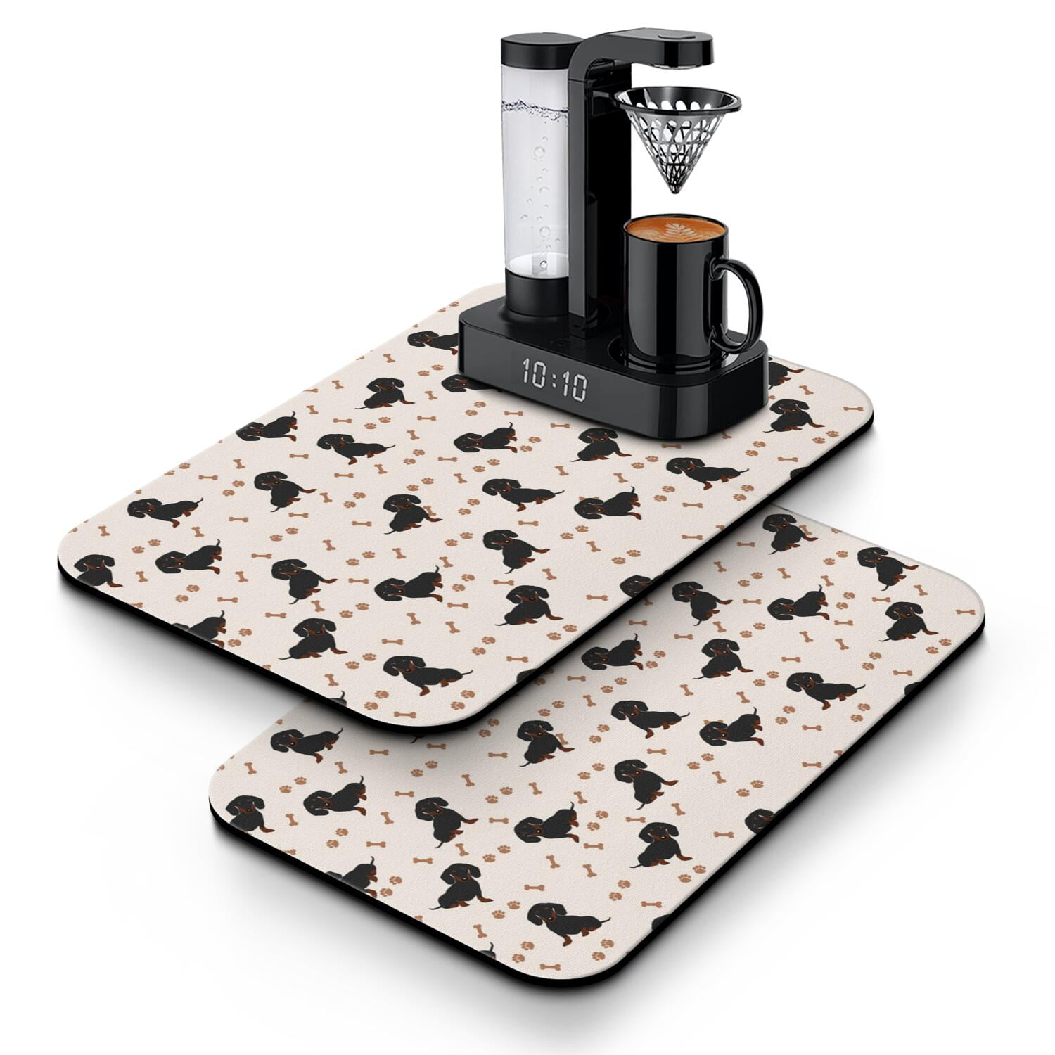 2pcs Cartoon Dog Coffee Maker Mat - Absorbent Non-Slip Bar Mat for ...