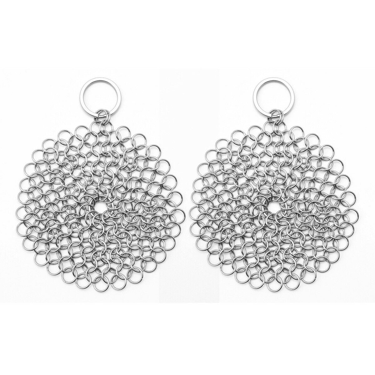 2pcs Cast Iron Cleaner Stainless Steel Chain Mail Scrubber, Iron ...