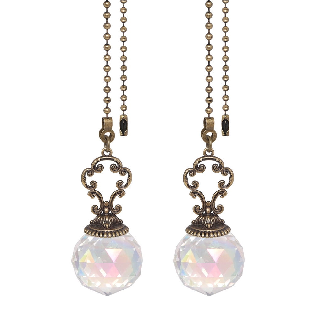 2pcs Ceiling Fan Pull Chains Crystal Fan Pull Chain Extension For ...