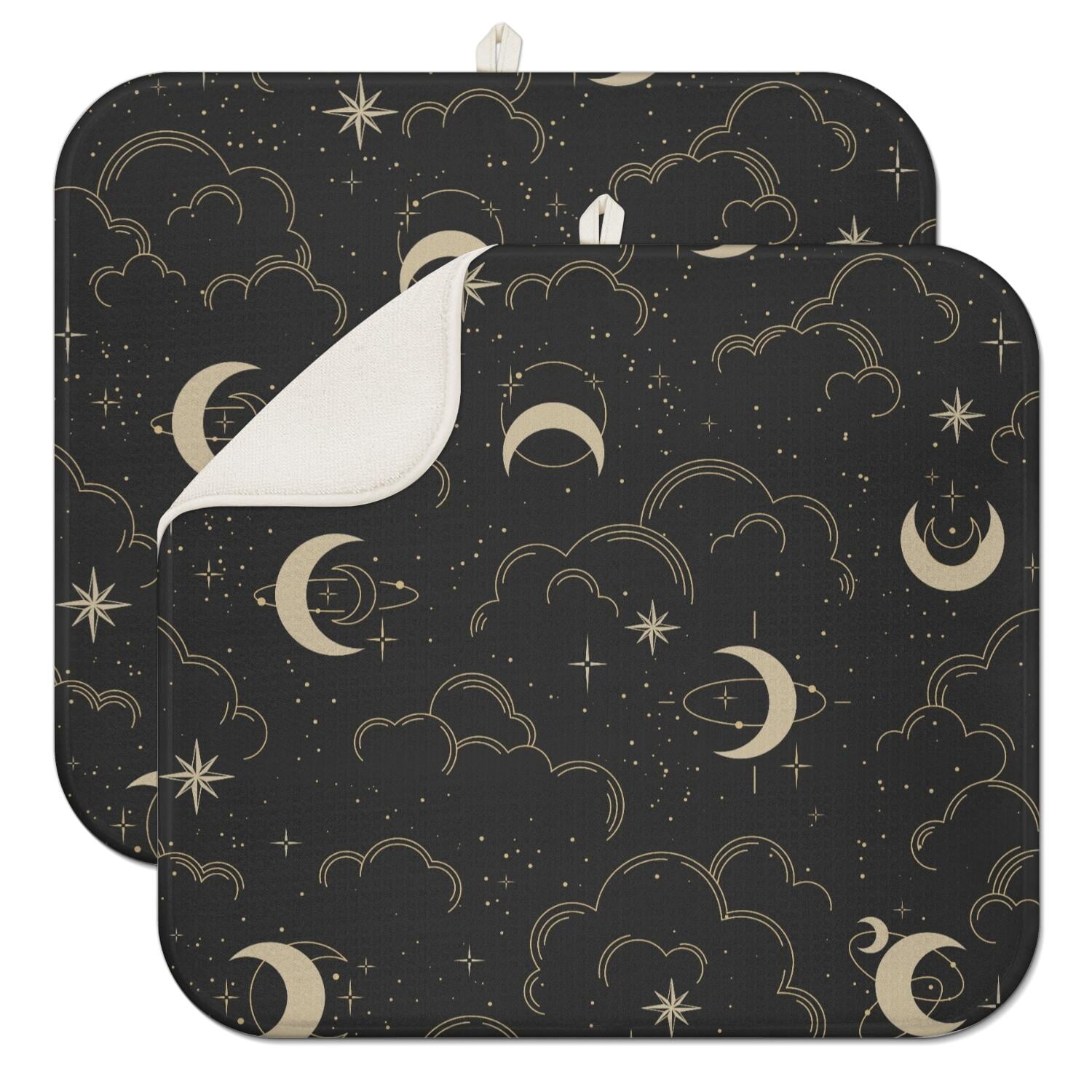2pcs Celestial Moon Phase Kitchen Mat Starry Witchy Aesthetic 3-Layer ...