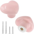 2pcs Ceramic Cabinet Knobs Pink Heart Shaped Drawer Pulls Bedroom ...