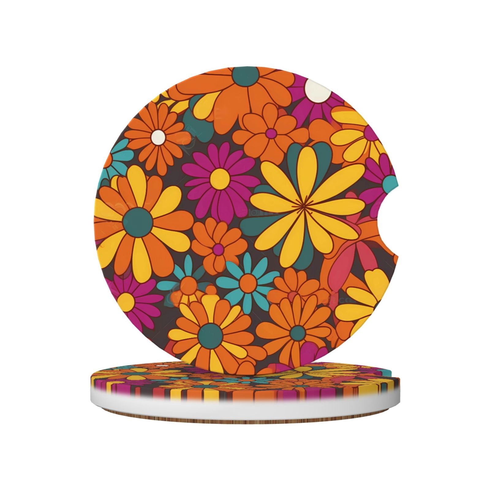 2pcs Ceramic Car Coasters Standard Size With Cork Base And Removal ...