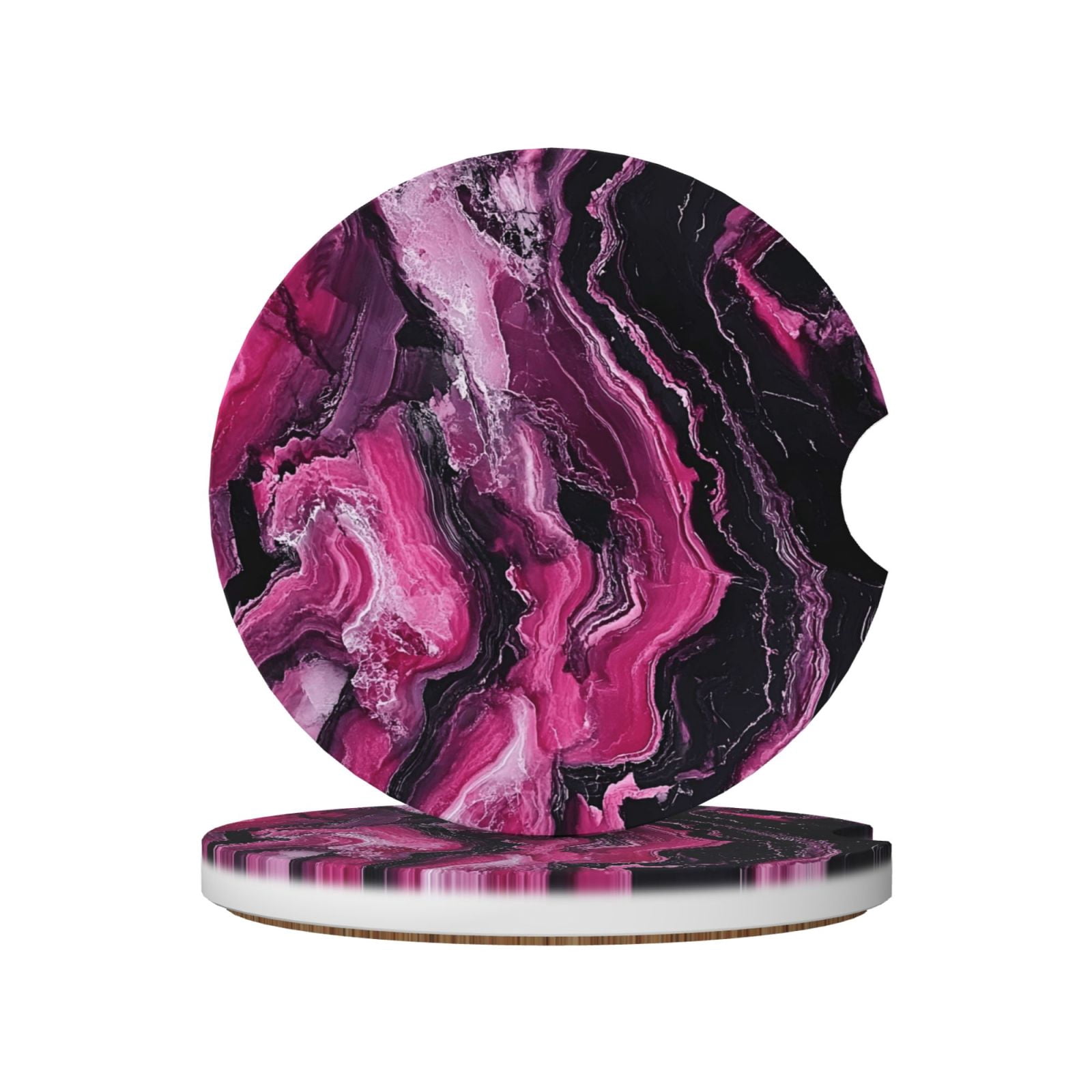 2pcs Ceramic Car Coasters Standard Size With Cork Base And Removal ...