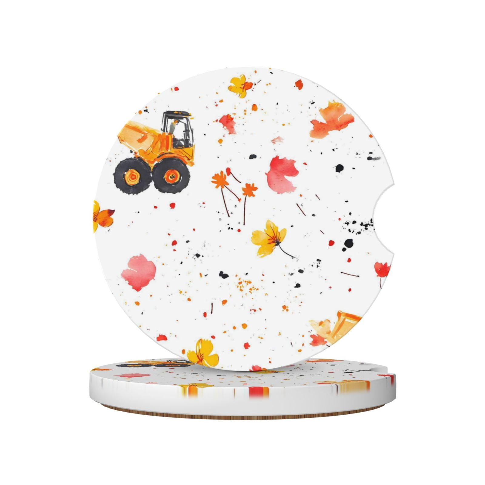 2pcs Ceramic Car Coasters Standard Size With Cork Base And Removal ...