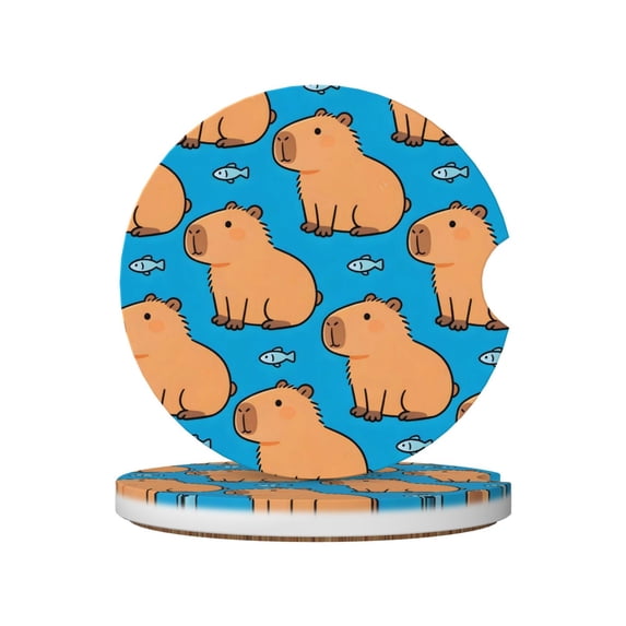 2pcs Ceramic Car Coasters Standard Size With Cork Base And Removal ...