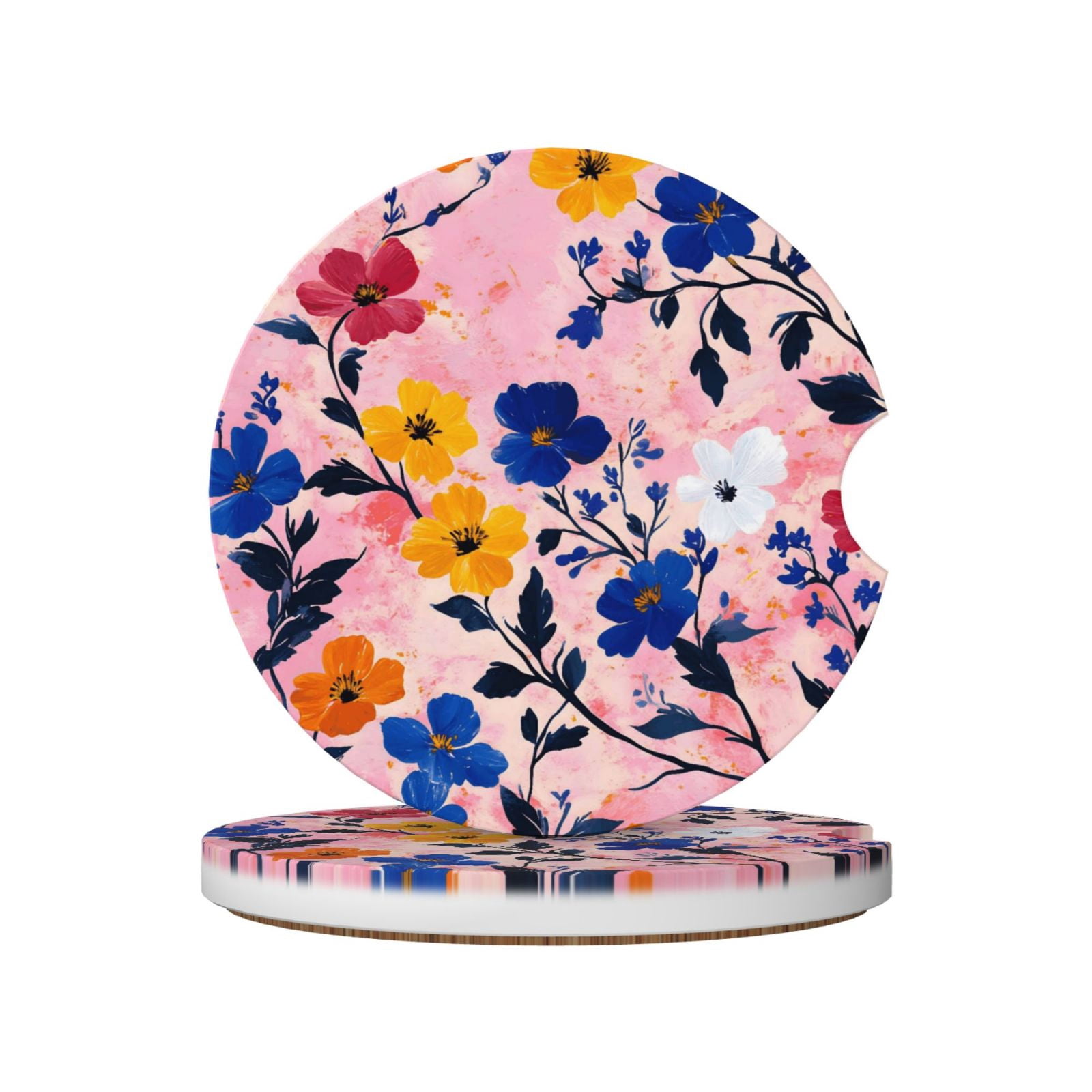2pcs Ceramic Car Coasters Standard Size With Cork Base And Removal ...