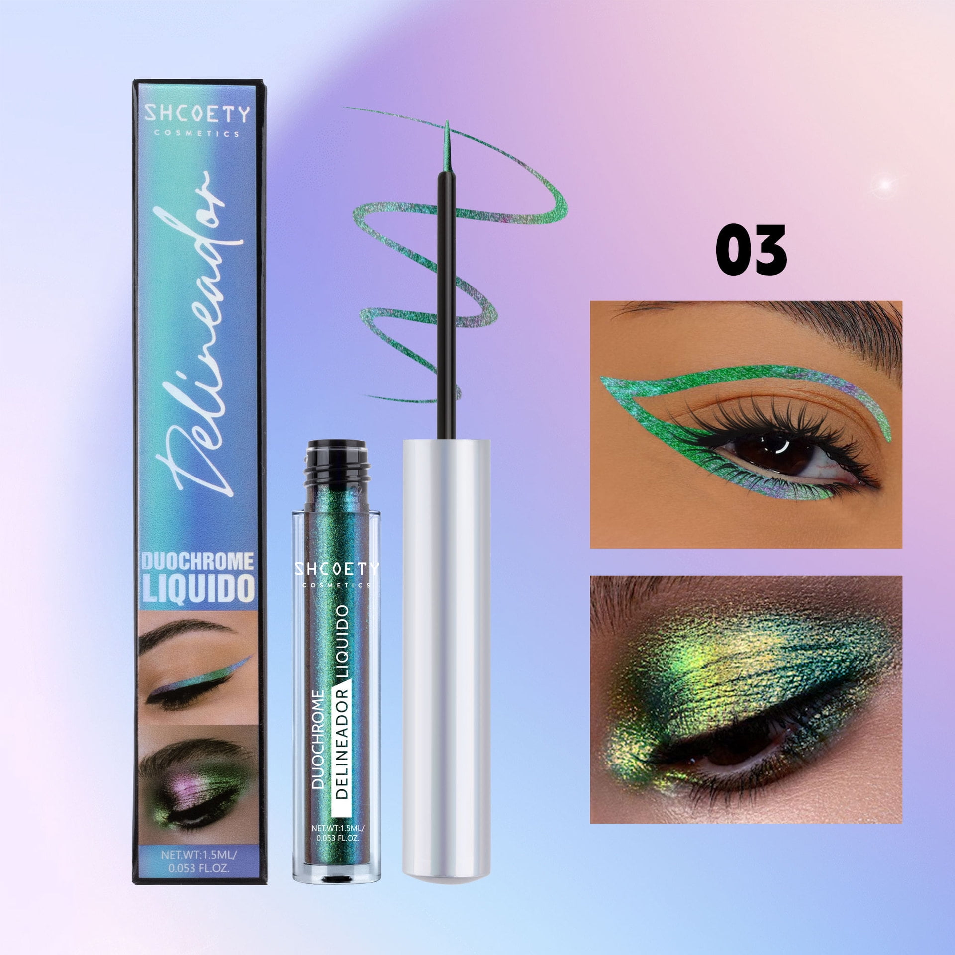2pcs Chameleon Liquid Eyeliner Duo Chrome Color Shifting Eye Makeup ...