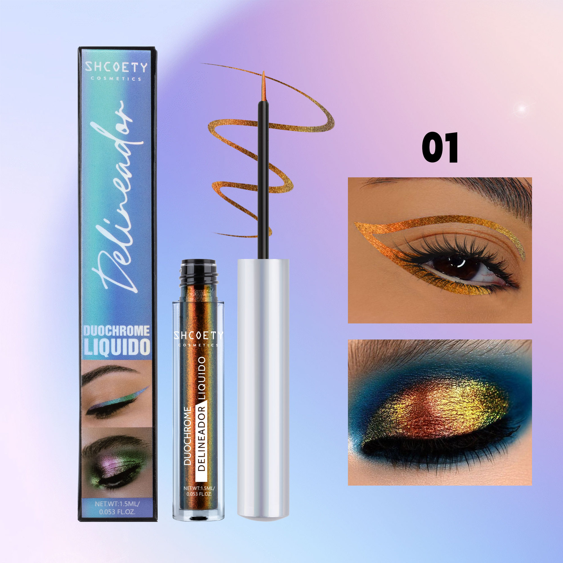 2pcs Chameleon Liquid Eyeliner Duo Chrome Color Shifting Eye Makeup ...