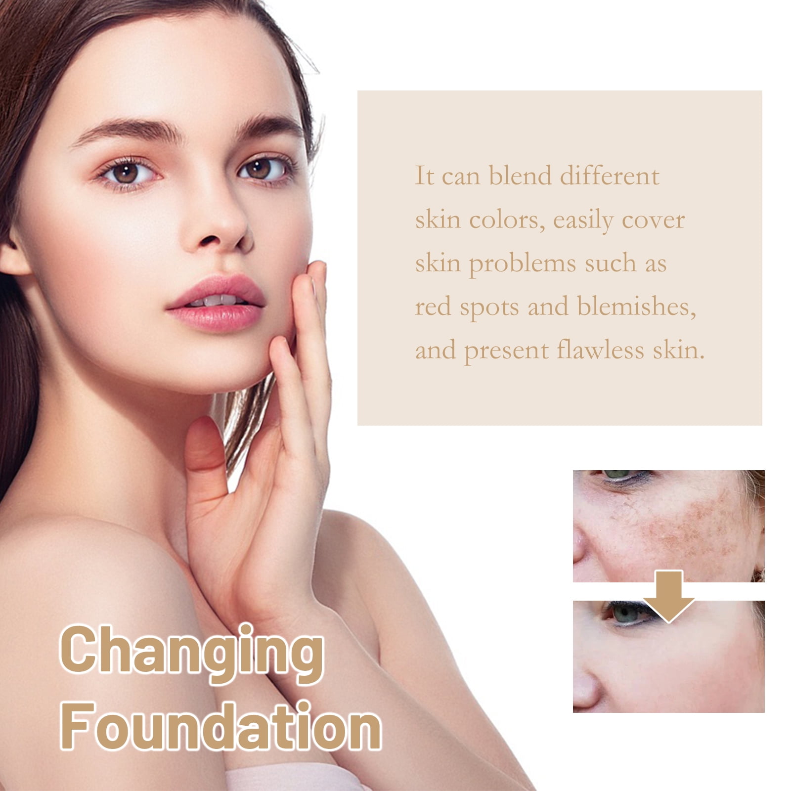 2pcs Changing Foundation, Its Moisturizing Carry Bright Color Of Skin Block Defect Containment ...