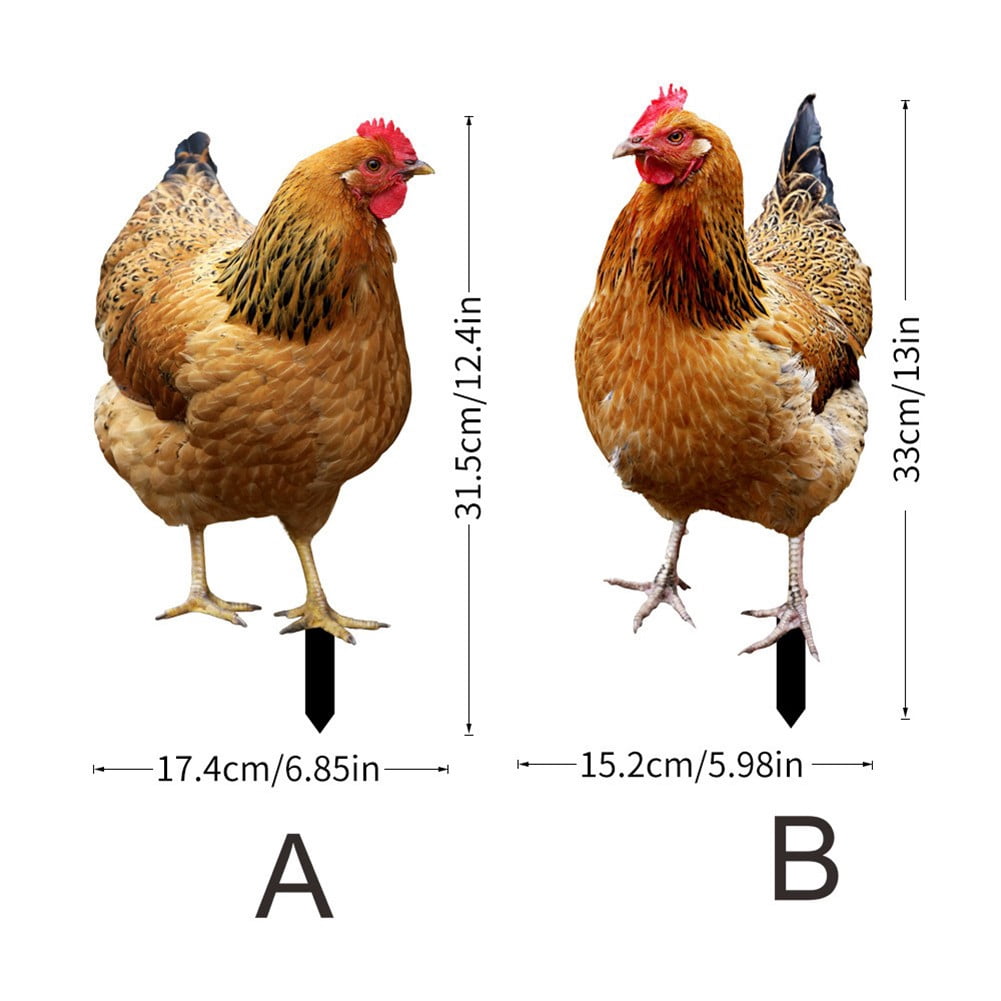 2pcs Chicken Yard Art Garden Hen Decoration Ornament Sign Acrylic ...