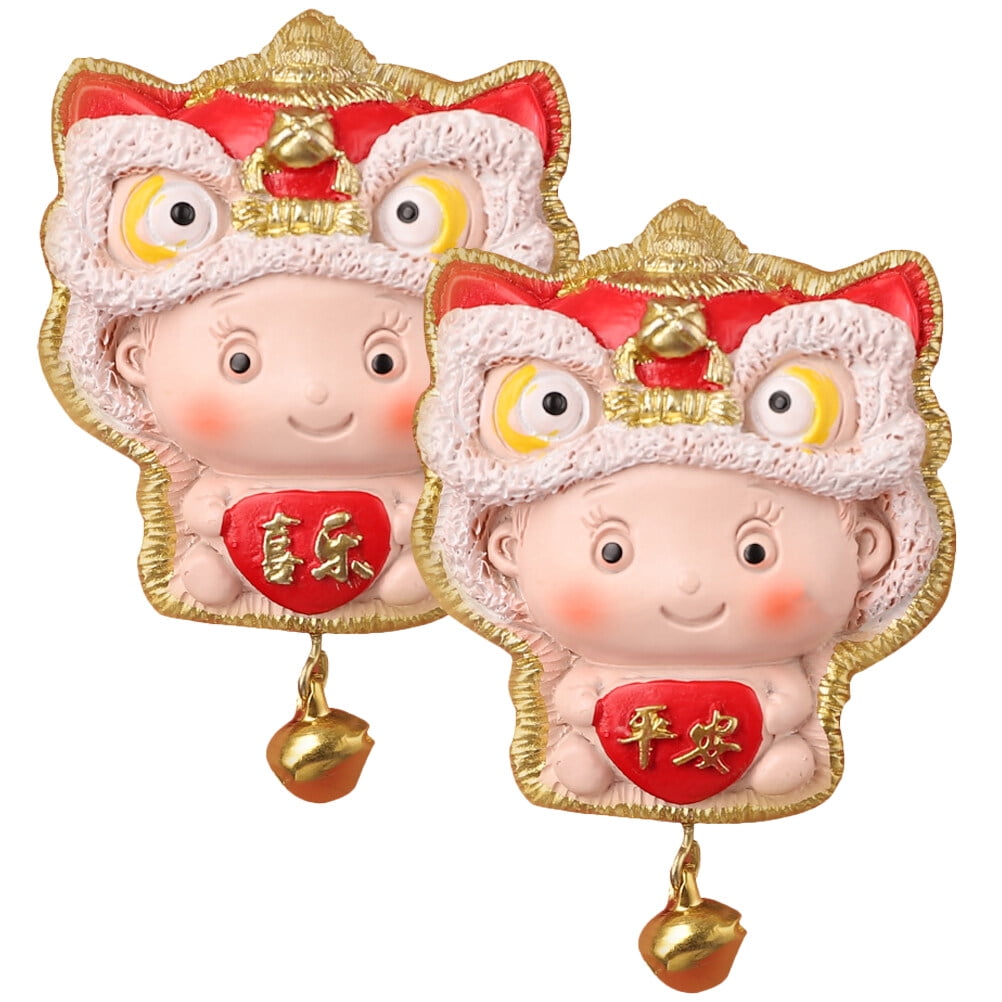 2pcs Chinese Style Fridge Magnets Tiger Hat Doll Refrigerator Magnets ...