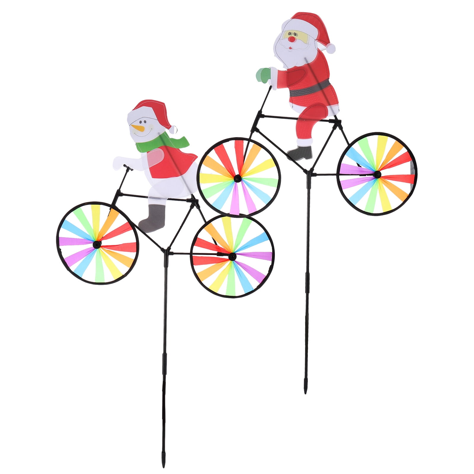 FRCOLOR 2pcs Christmas Garden Windmill Snowman Santa Wheel with Random ...