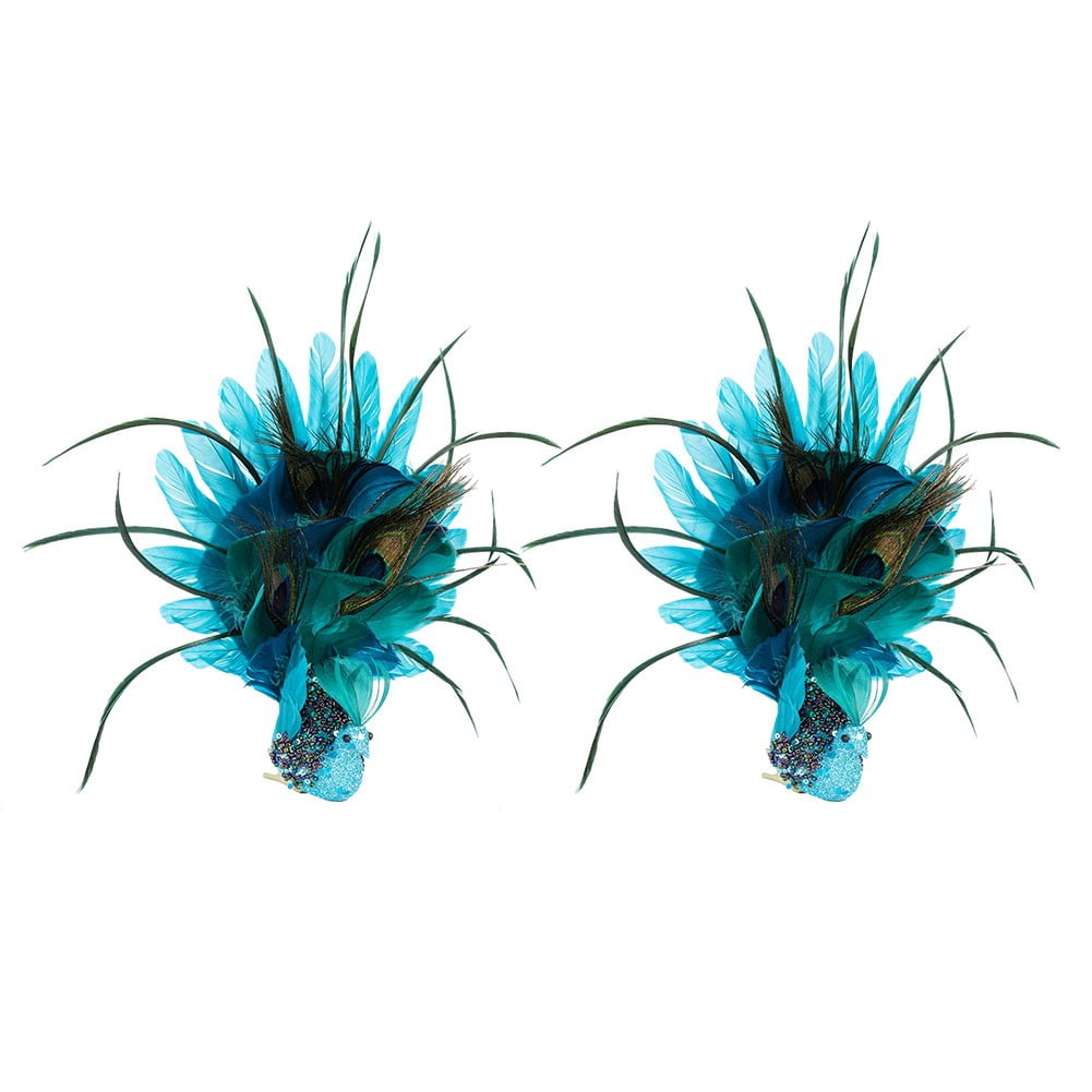 2pcs Christmas Hanging Simulation Blue And White Peacockk Christmas ...