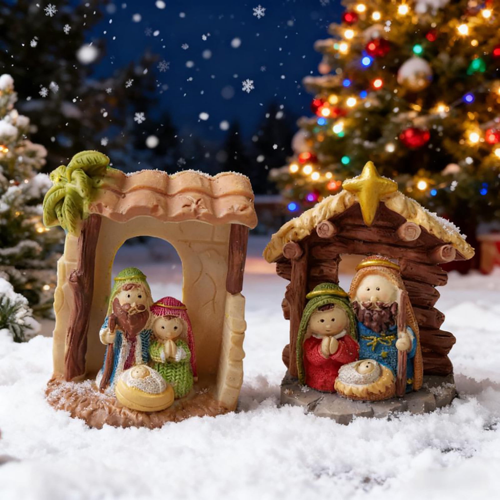 2pcs Christmas Jesus Family Nativity tatue - Resin Desktop Decor ...