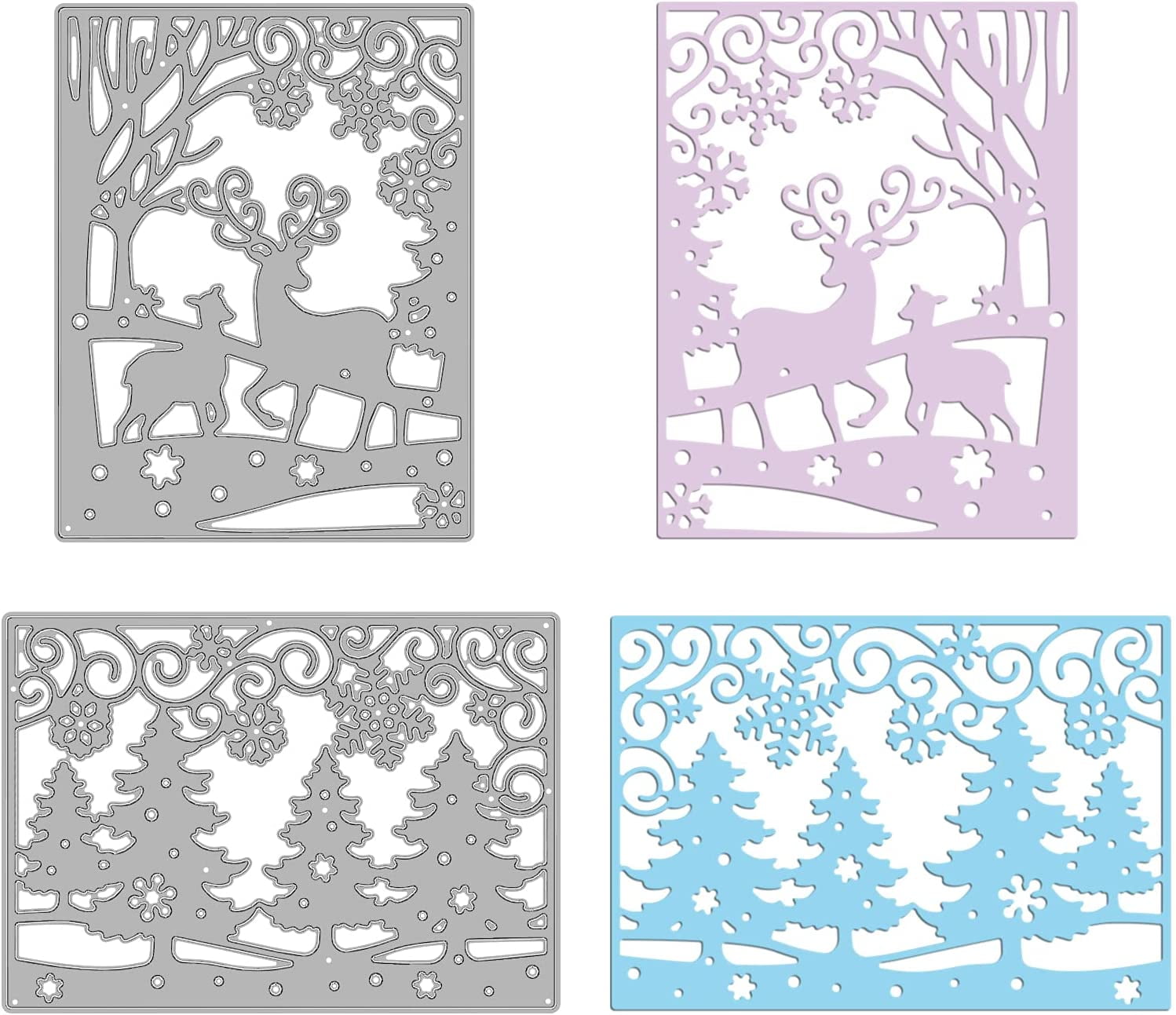 2pcs Christmas Trees and Deer Frame Metal Cutting Dies Template s with ...
