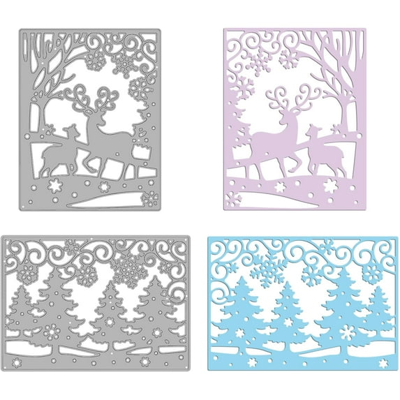 2pcs Christmas Trees and Deer Frame Metal Cutting Dies Template s with ...