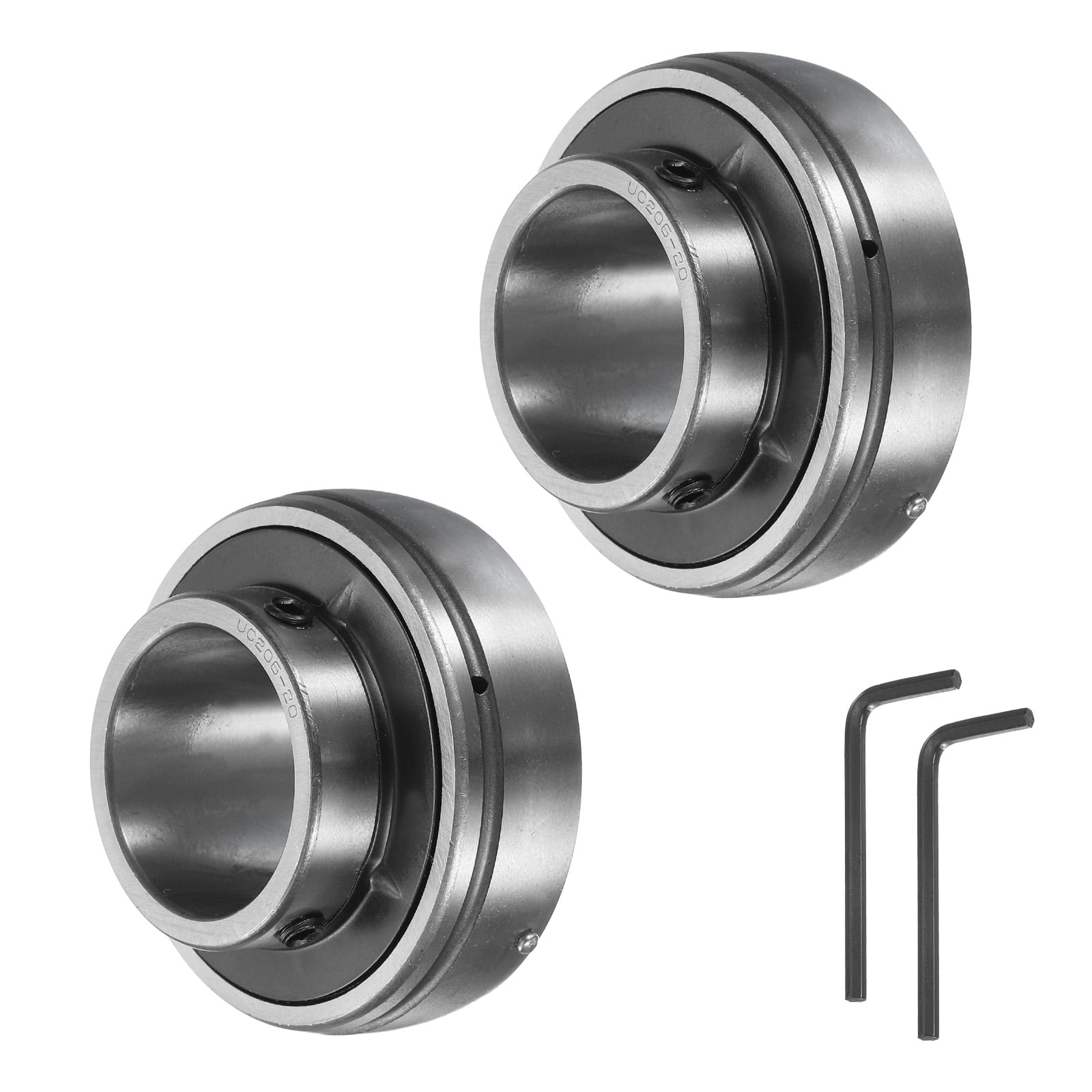 2pcs Chrome Steel UC206-20 Bore 1 7/32" Set Screws Lock Spherical ...