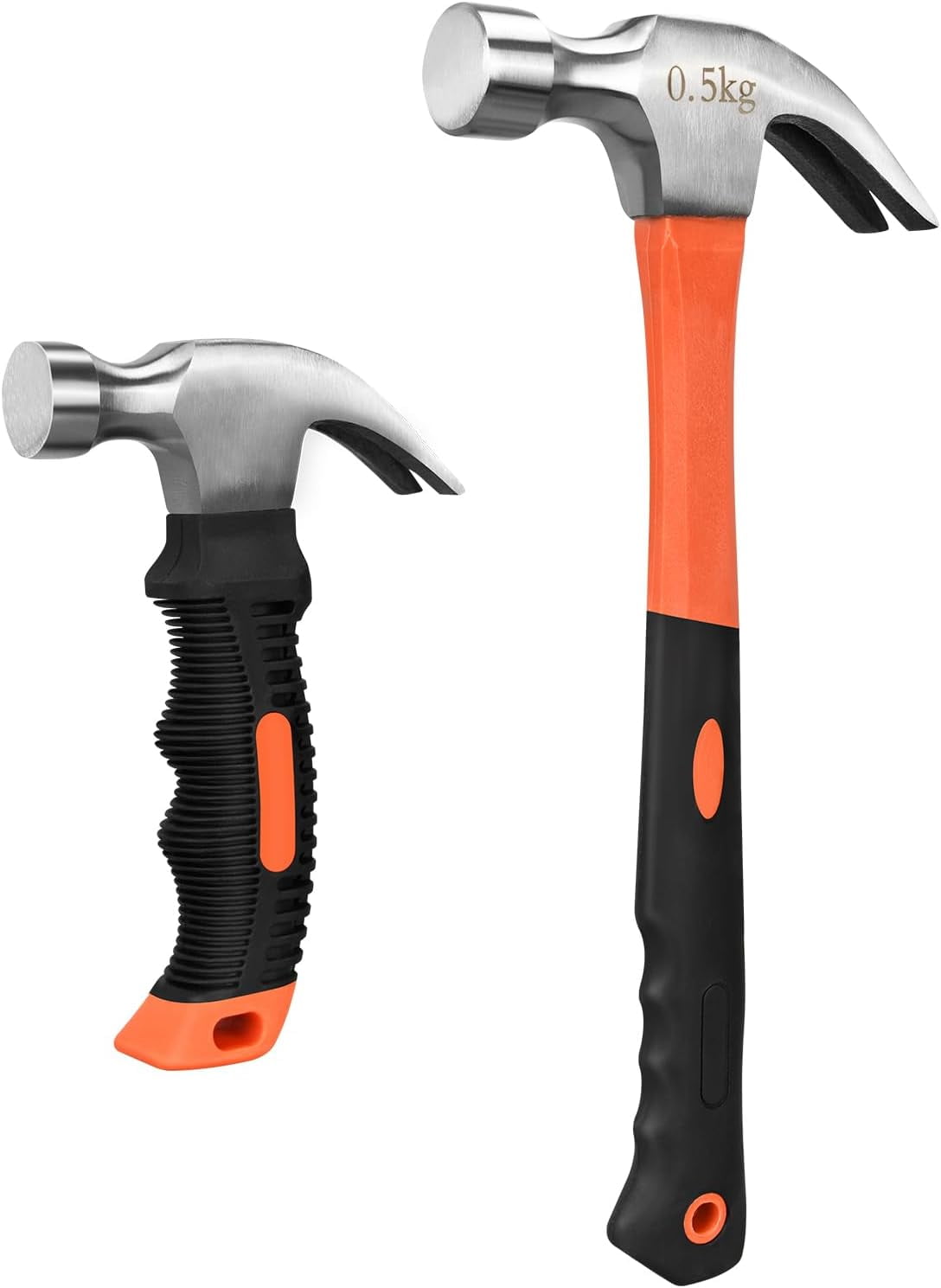 2pcs Claw Hammer Set, 8oz Mini & 16oz Straight Rip Hammer, Fiberglass ...