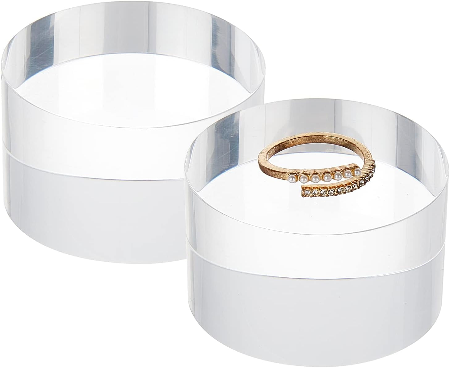 2pcs Clear Acrylic Display Base Clear Acrylic Round Cylinder Display ...