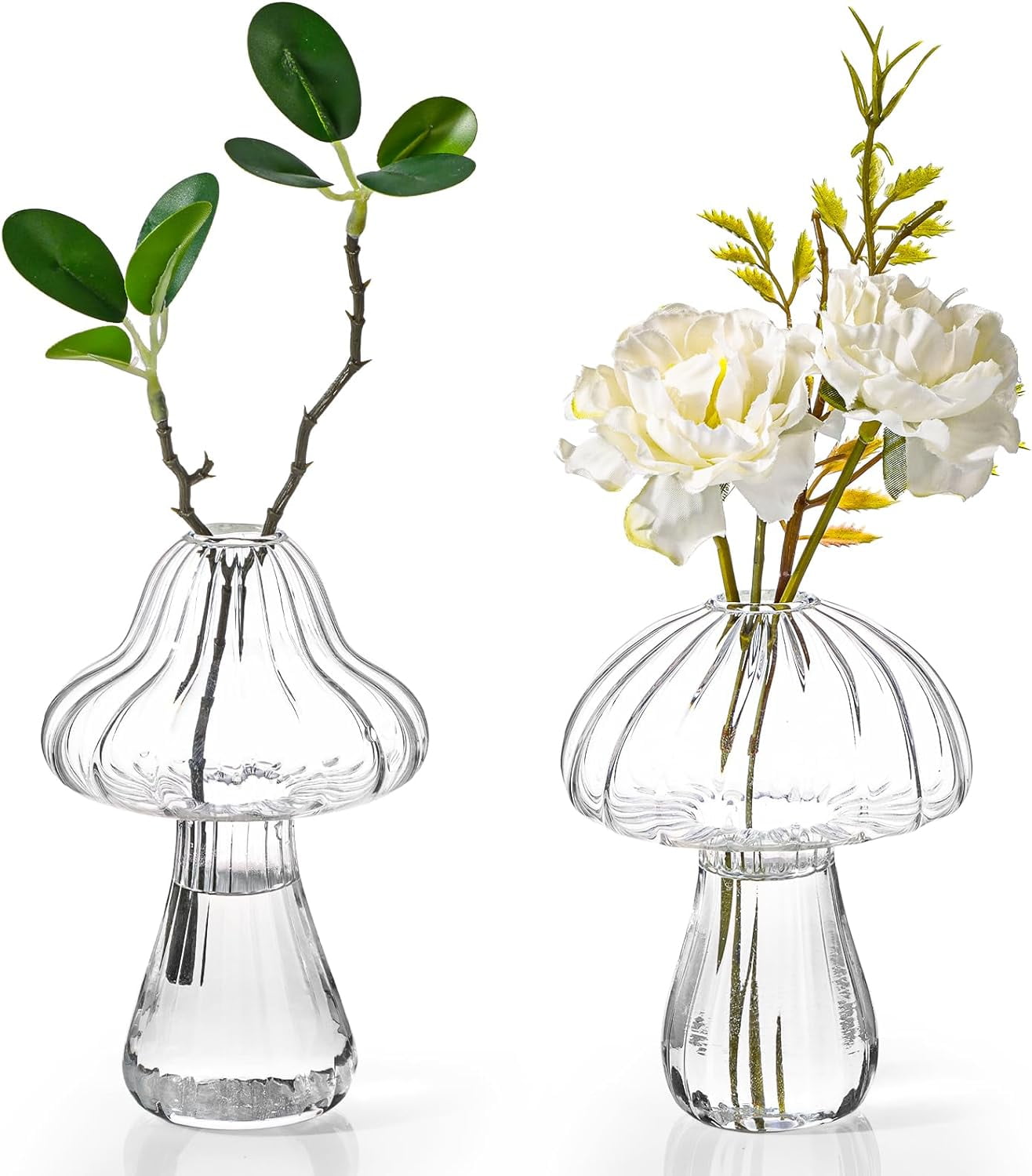 2pcs Clear Mushroom Shaped Flower Vase, Glass Vase for Flowers ...
