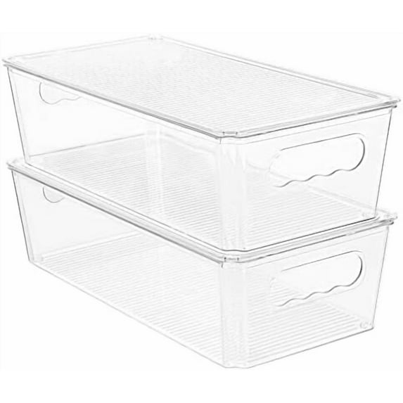 2pcs Clear Organizers and Storage Bins with Lids, Stackable Plastic ...