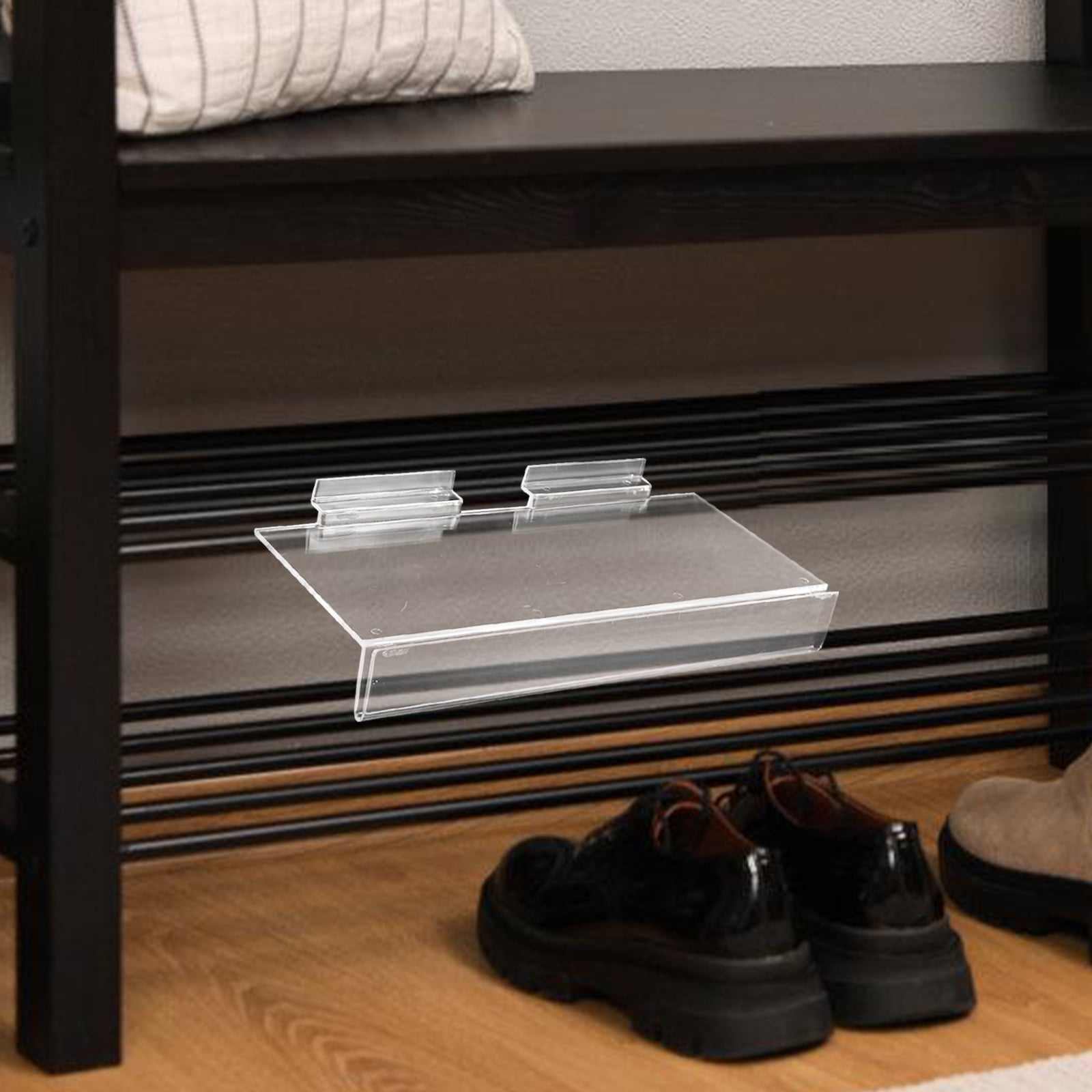 2pcs Clear Slat Wall Shelf Acrylic Shelves Stable Shoe Hanging Slatwall ...
