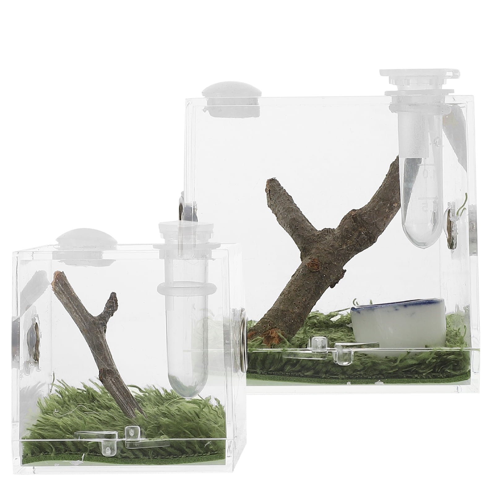 2pcs Clear Spider Enclosure Box Jumping Spider Habitat Box Acrylic ...
