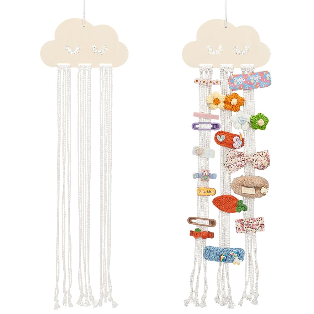 2pcs Cloud Wooden Hairpin Hair Clip Hanging Holder Storage Organizer ...