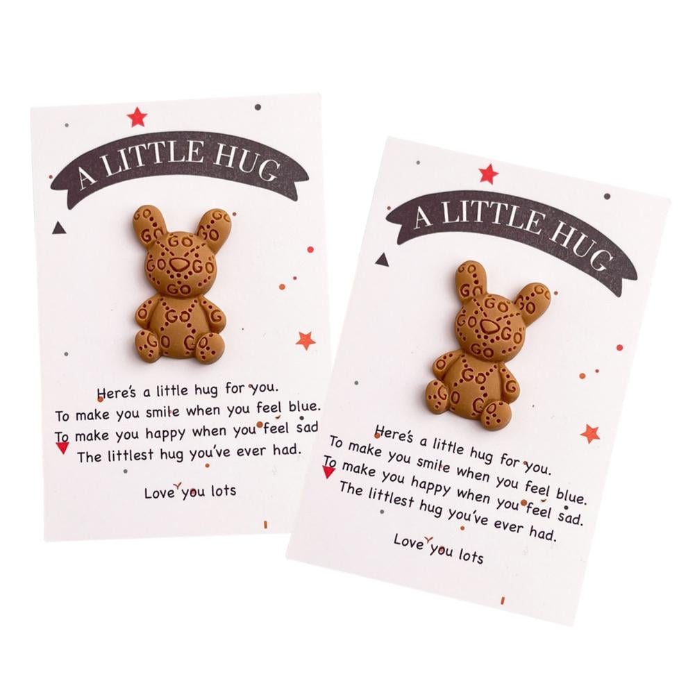 2pcs Coffee Color Cute Resin Go Rabbit Pocket Hug Greeting Card Can Be ...