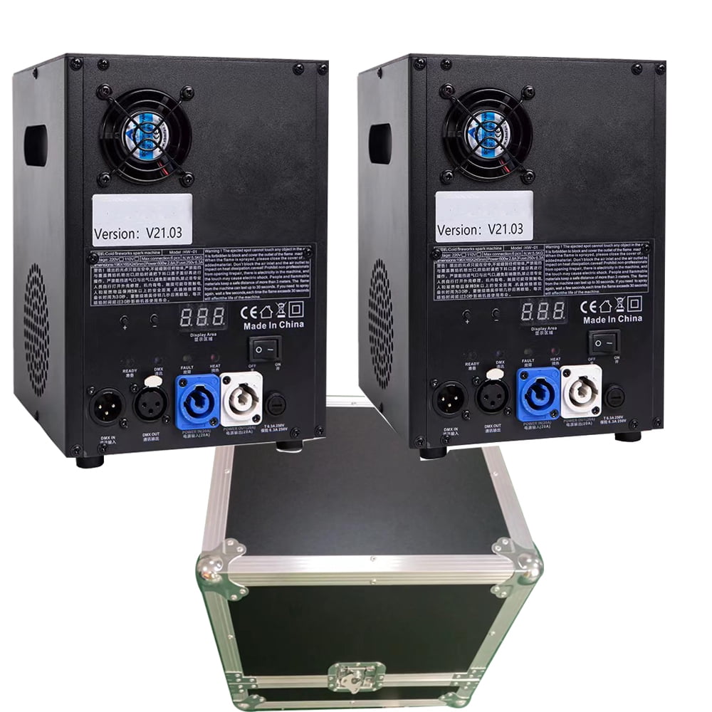 Jacmui Cold Spark Machines 2pcs with Flight Case, Wedding Show Fountain ...