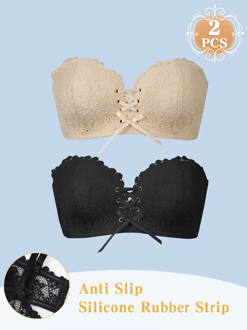 2pcs Comfortable Skin-Friendly Lace Breathable Women's Lingerie Front ...