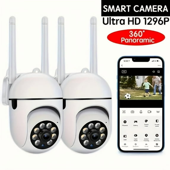 2pcs Compact 5G IP Security Cameras - 3MP Full HD Video, 2.4G Long ...