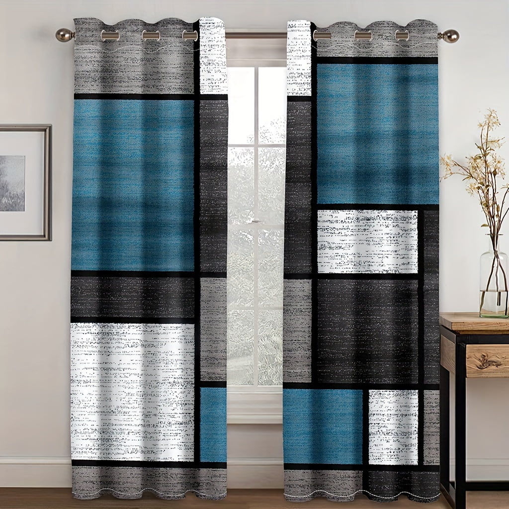 2pcs Contemporary Abstract Black And White Geometric Design Digital ...