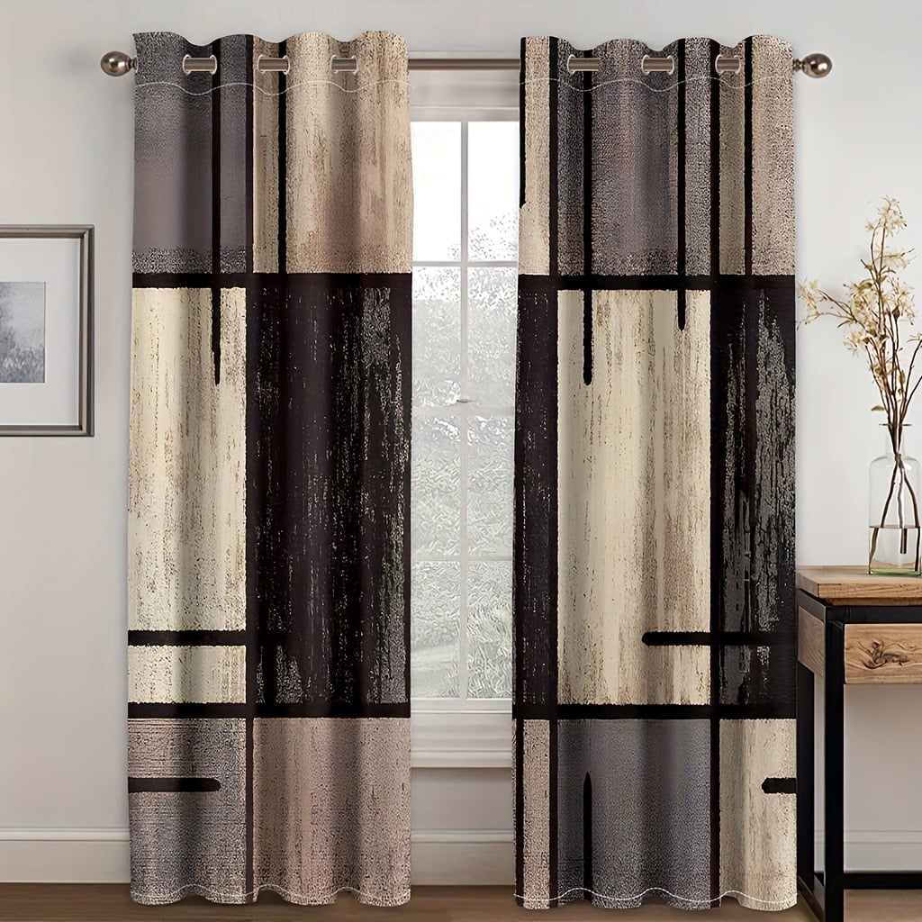 2pcs Contemporary Abstract Black And White Geometric Design Digital ...