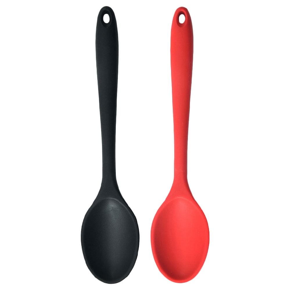 2pcs Cooking Spoons Silicone Salad Spoons Kitchen Utensils (Assorted ...