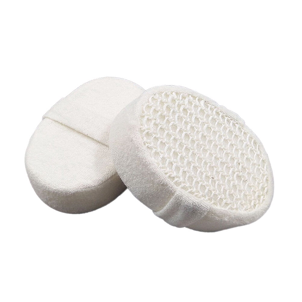 2pcs Cotton Linen Loofah Sponge Pads Bath Exfoliating Oval Loofah ...