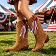 2pcs Cowboy Boot Bow Tassel Accessories, Patriotic Ribbon Shoe Charms ...