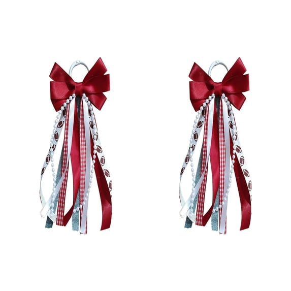2pcs Cowgirl Ribbon Boot Bows, Football Printed Satin Buffalo Plaid ...