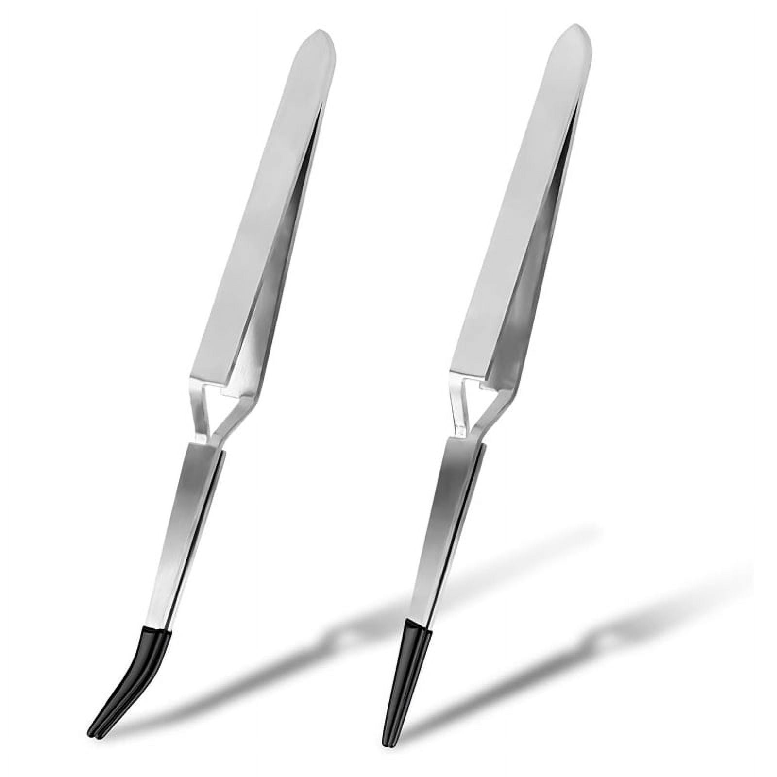 2pcs Craft Tweezers, Reverse Stainless Steel CrossLocking Tweezers ...