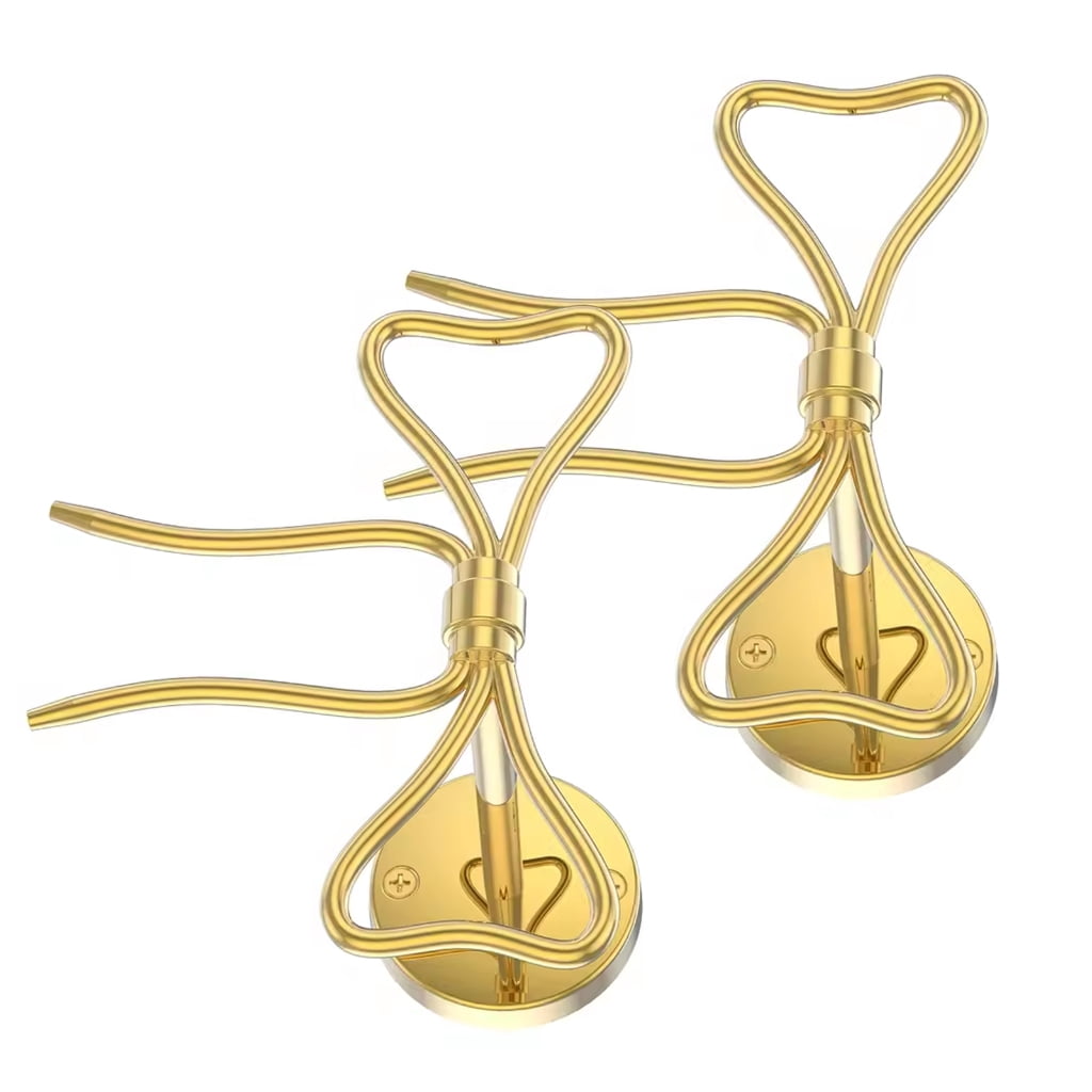 2pcs Creative Bowknot Design Curtain Tiebacks Metal Gold Wall Mounted ...
