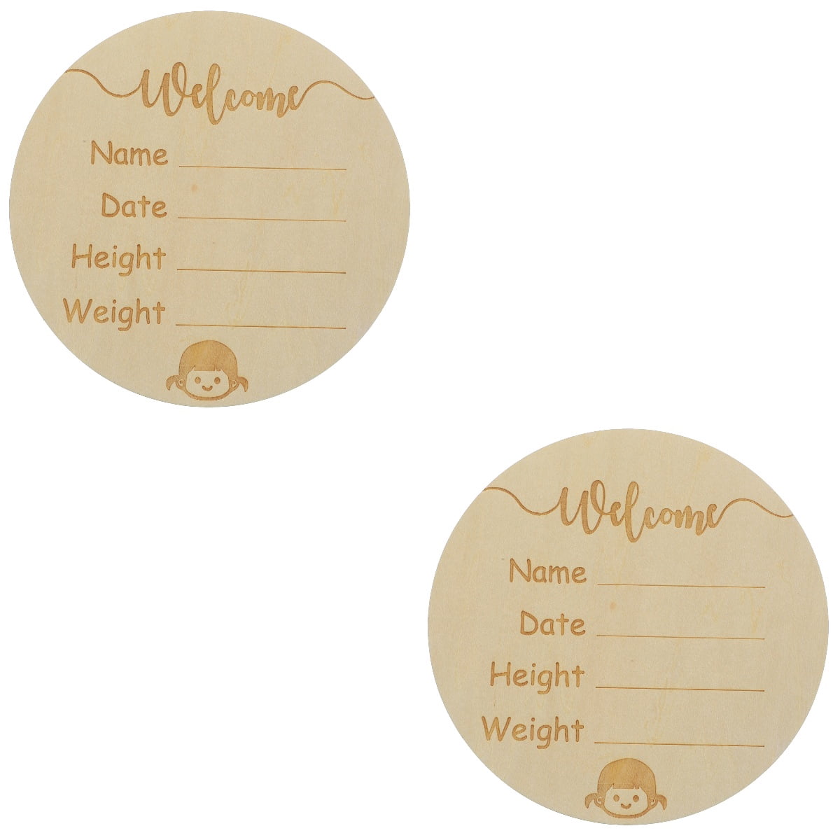 2pcs Creative Infant Birth Announcement Sign Smooth Wooden Baby Name ...