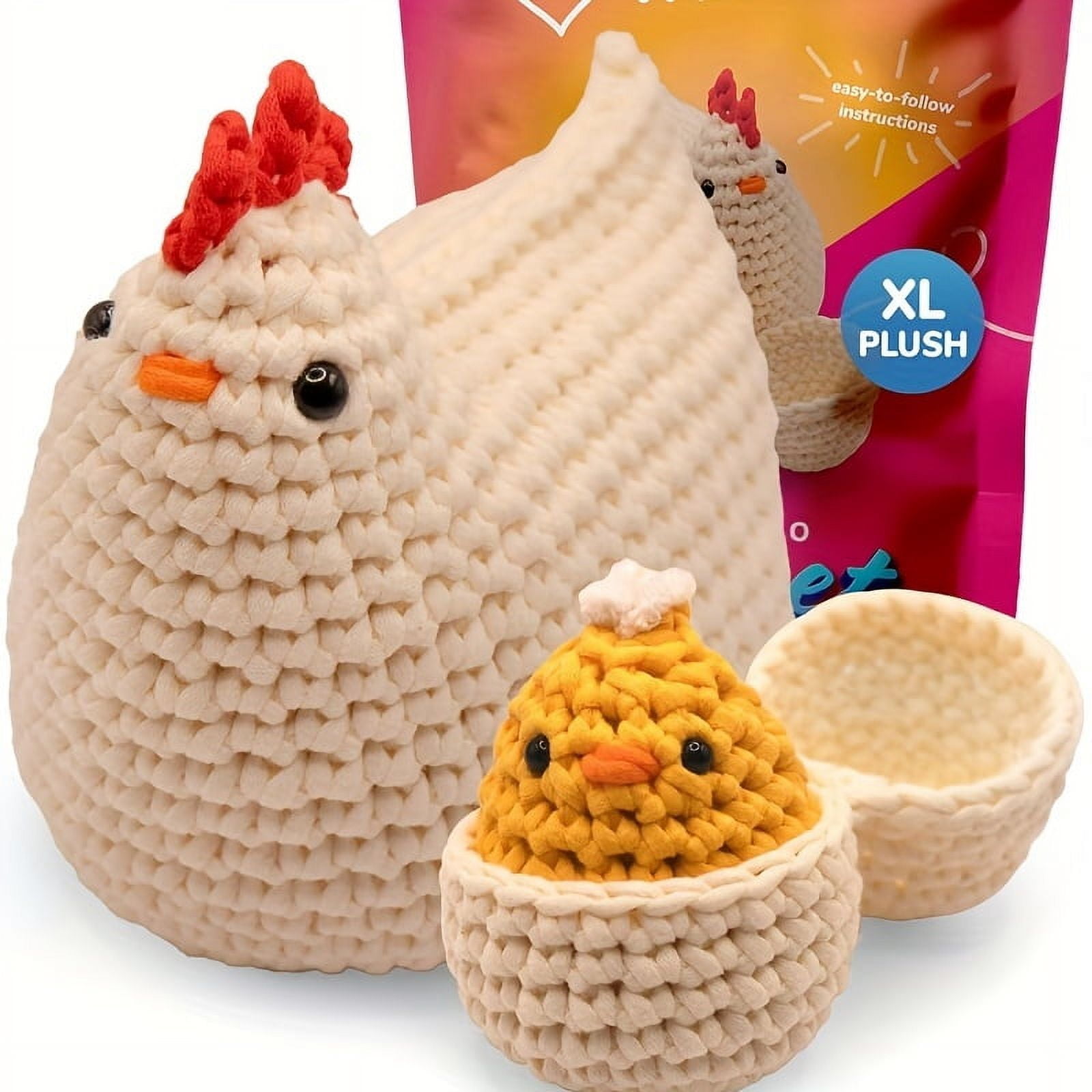 2pcs Crochet Chicken and Chick Kit, DIY Hand Knitting Set for Beginners ...