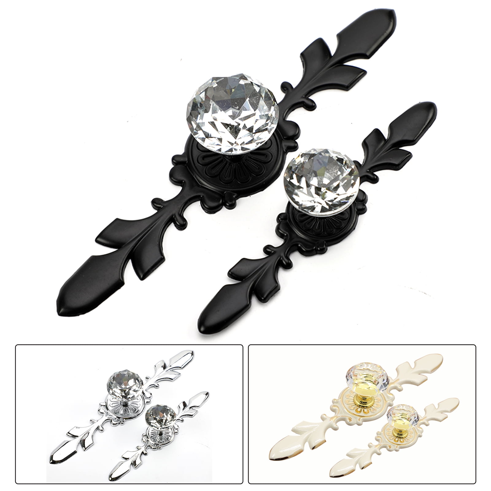 2pcs Crystal Cabinet Knobs Drawer Dresser Handles Diamond Glass Pulls ...